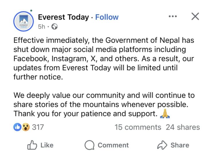 Nepal Blocks Most Social Media Platforms » Explorersweb